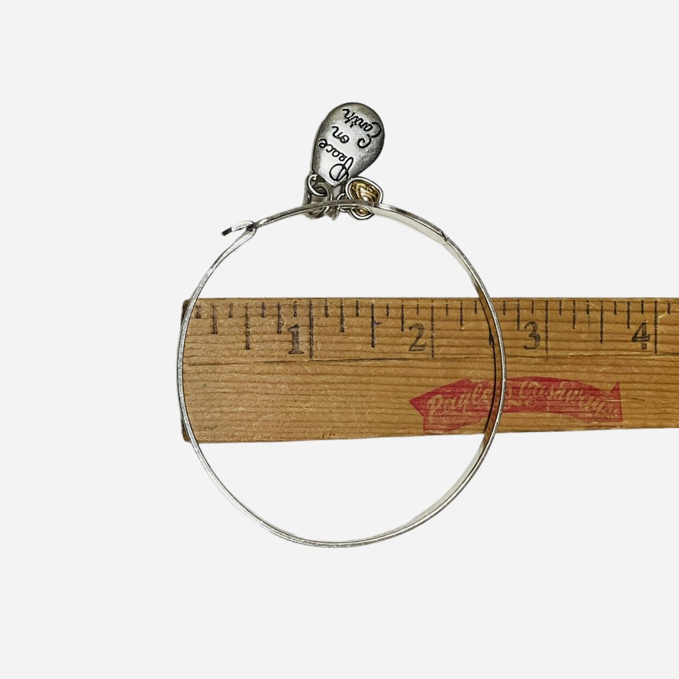 Brighton Art and Soul Charm Bracelet Hammered Silvertone Bangle Peace ...