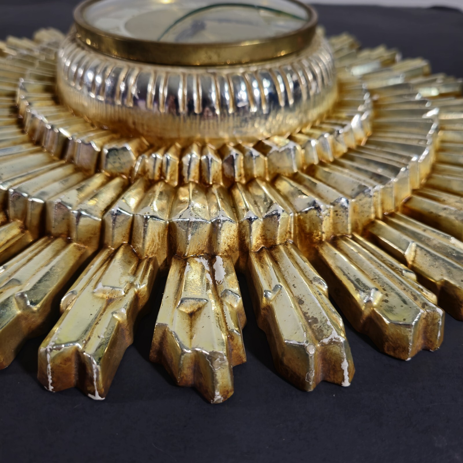 Vintage 8 Day Sun Star Burst Wind-Up Wall Clock 15" Germany *Please ...