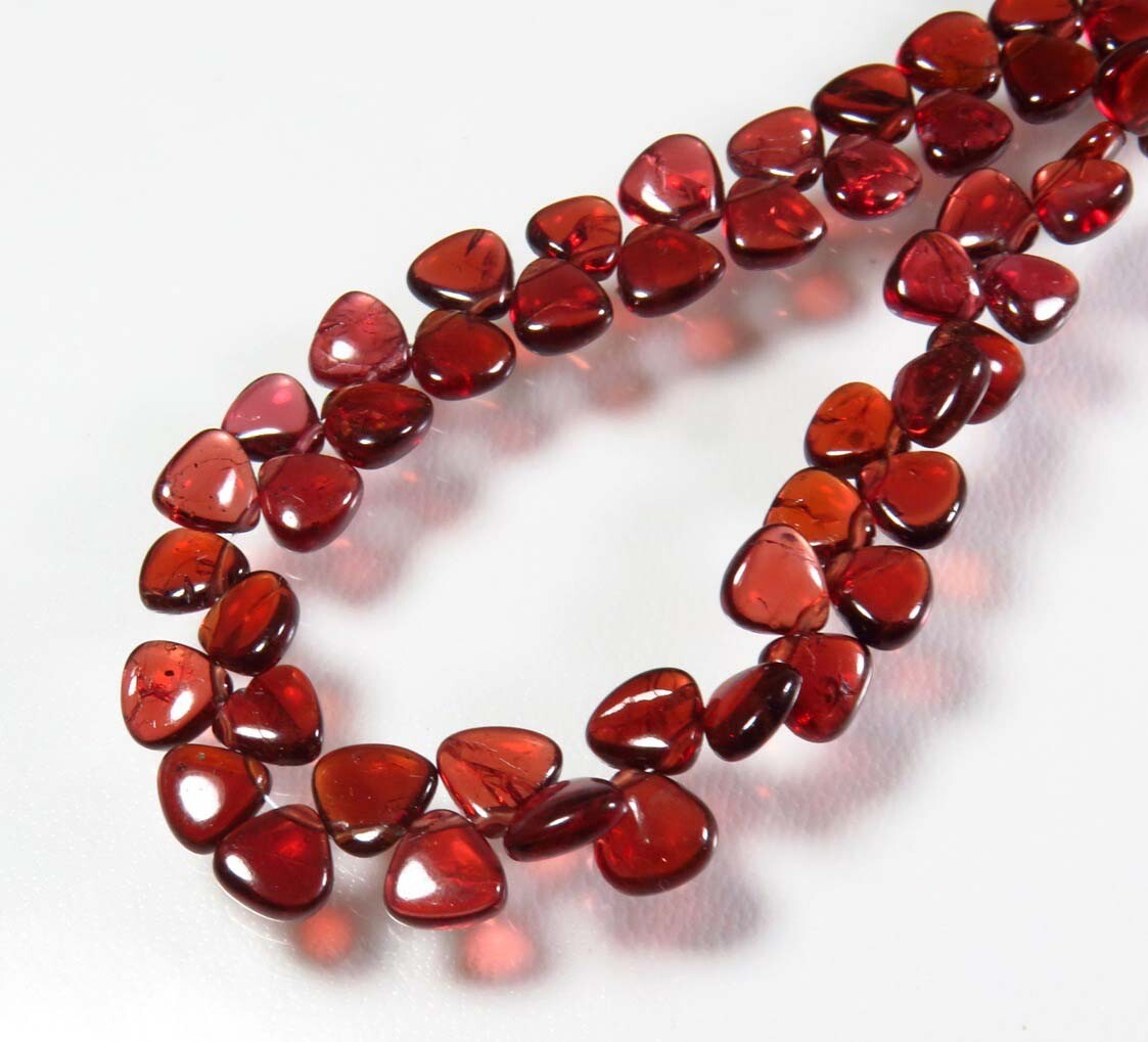 AAA+ Natural Red African Garnet Gems Heart Smooth Beads 6-7mm 9"Strand ...