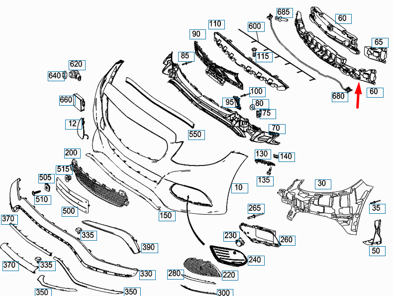MERCEDES-BENZ C-CLASS W205 Front Bumper Impact Foam A2058851037 New ...