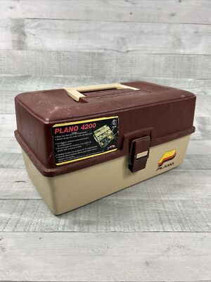 Vtg Original Plano 4200 Fishing Tackle Box Brown/Tan | eBay