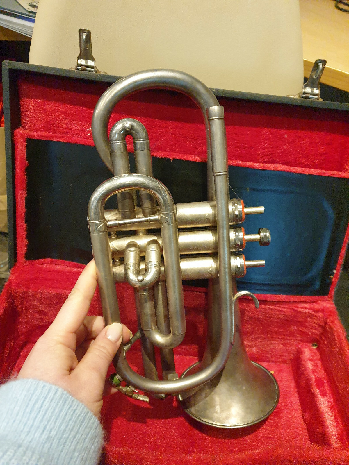 Boosey & Hawkes vintage cornet silver with Denis Wick mouthpiece and ...