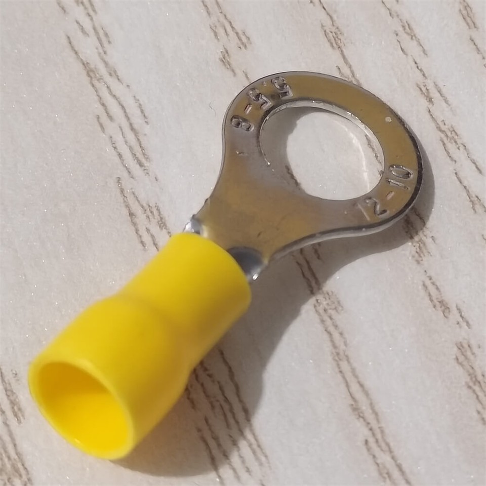 12-10AWG Yellow Vinyl Pre-Insulated Ring Terminals Wire Crimp M8 Stud ...
