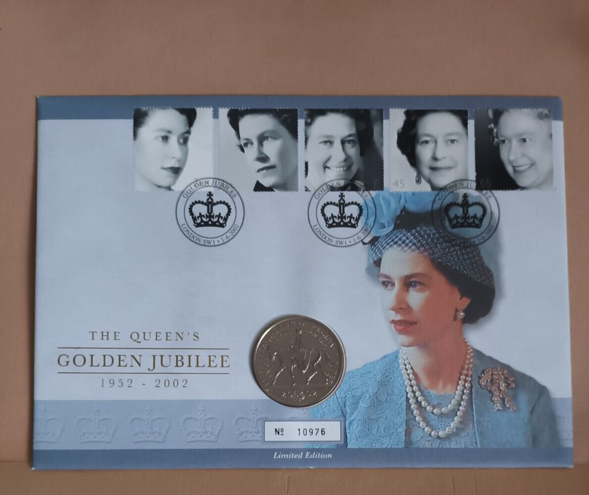 2002 THE QUEENS GOLDEN JUBILEE FIVE 5 POUND COIN FIRST DAY COVER | eBay