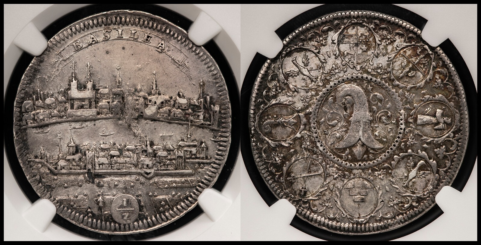 1720 Swiss Cantons BASEL 1/2 Thaler Silver Coin City View NGC AU-50 | eBay