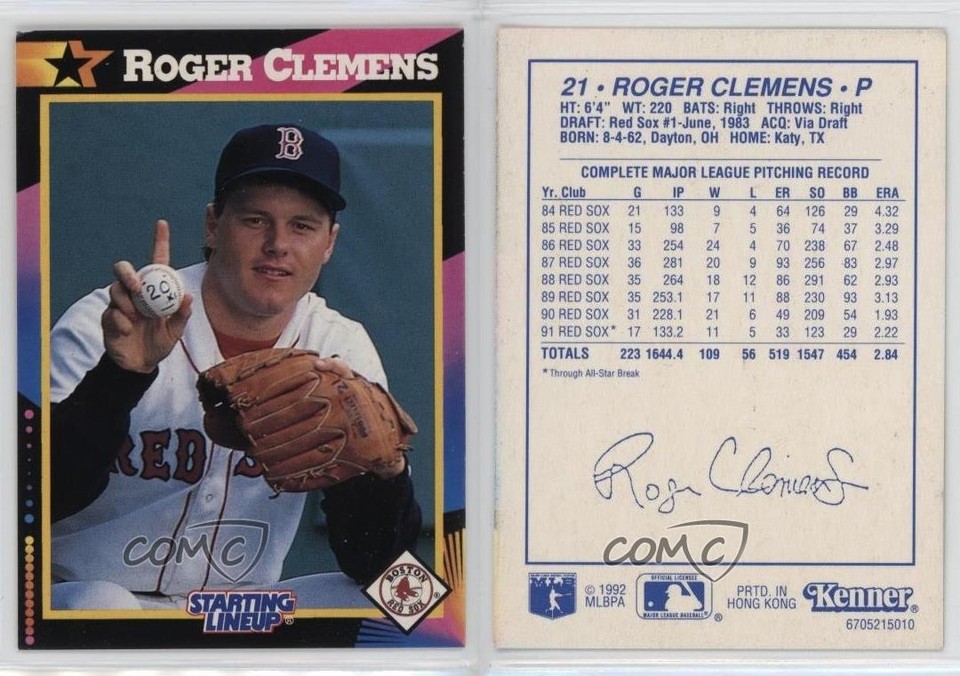 1992 Starting Lineup Cards Roger Clemens 0gm6 | eBay
