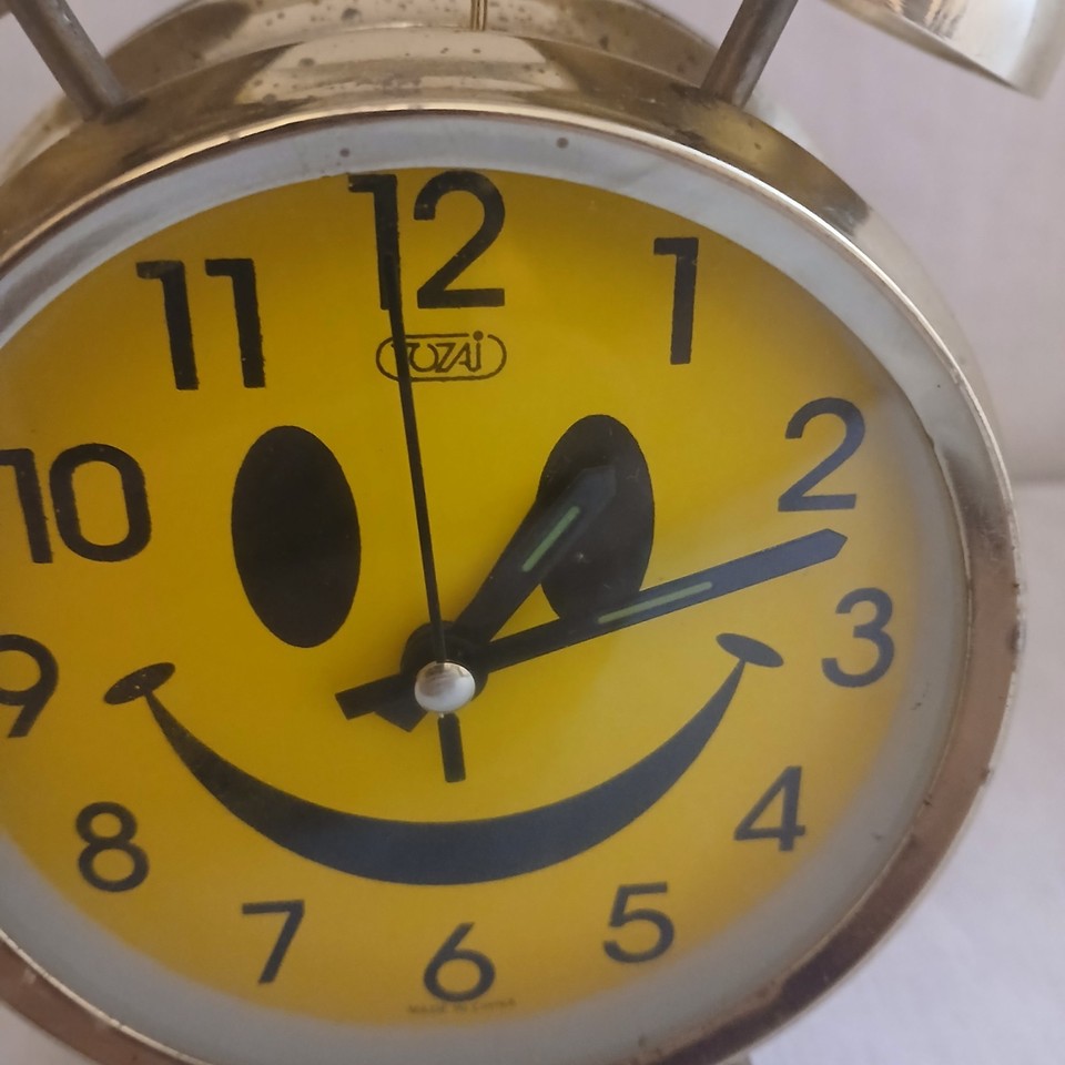 Vintage Tozaj Smiley Face Brass Alarm Clock Classic | eBay