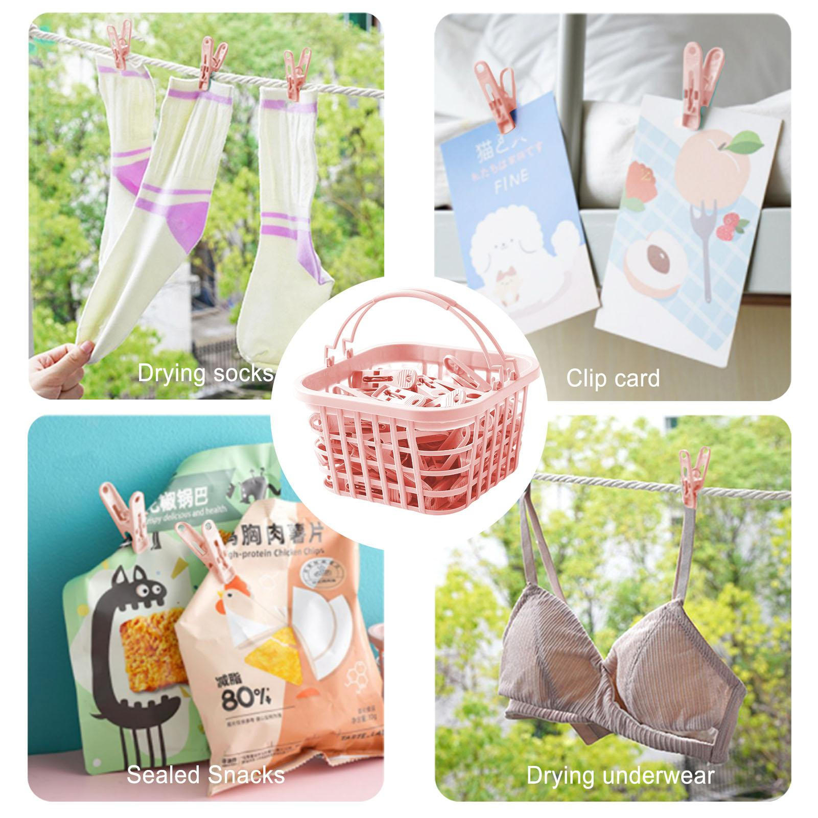Beldray Peg Basket With 30 Clothes Laundry Pegs Ultra Grip Washing Line ...