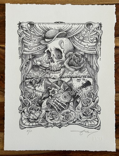 "Vagabond Minstrel” 2018 Line Art Letterpress Print By AJ Masthay #’d ...
