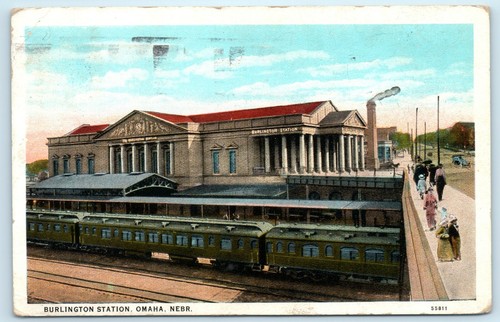 POSTCARD Omaha Nebraska Burlington Station Railroad Depot Train 1927 | eBay
