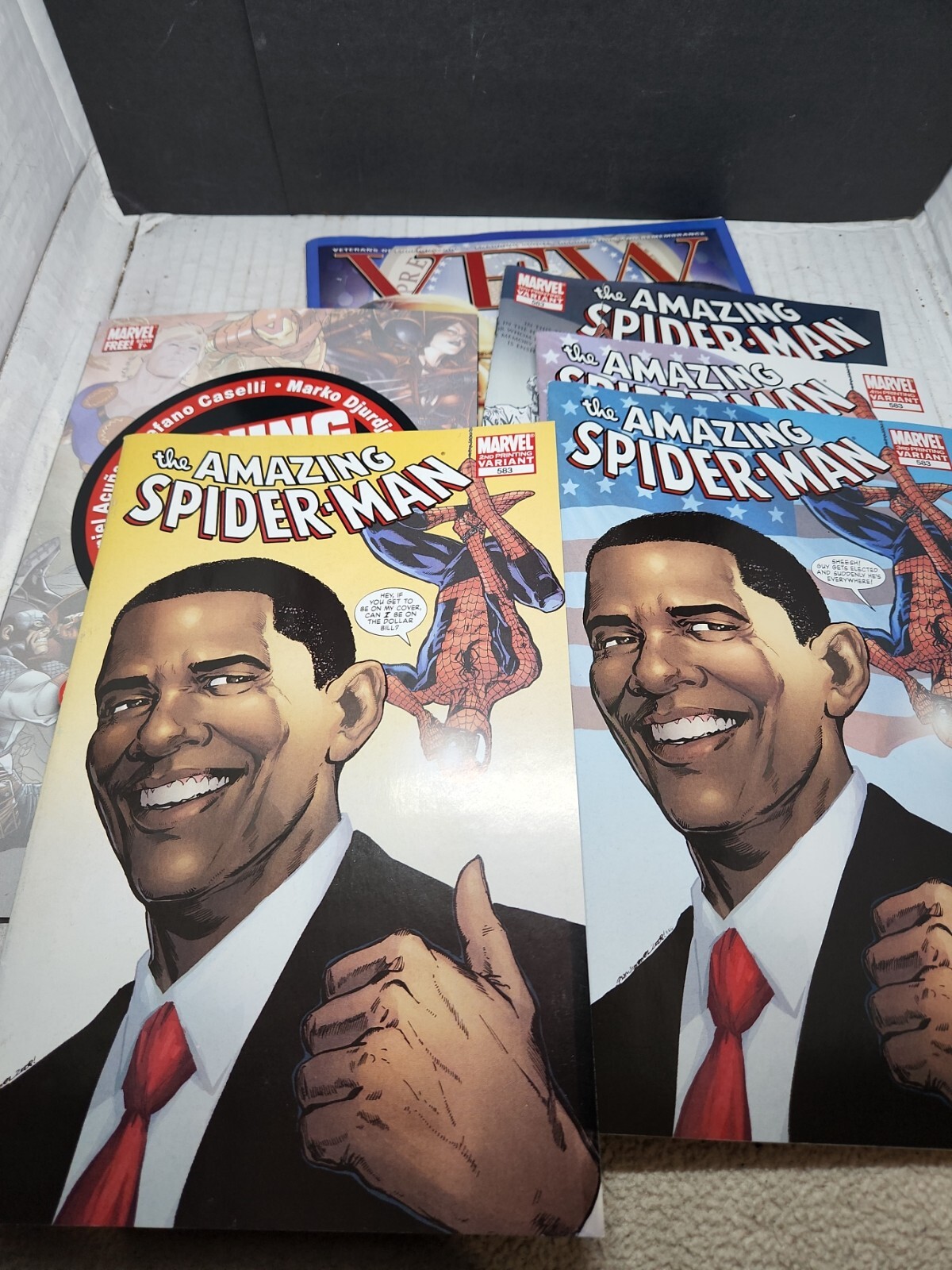 4 Of The Amazing Spider-Man Obama Comic Books With VFW Magazine And '09 ...