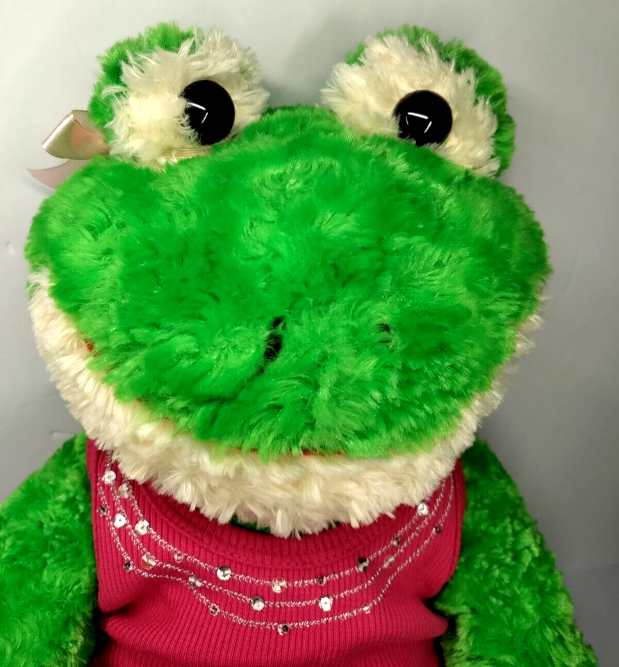 Build A Bear Workshop BAB Green Smiling Frog Plush Stuffed Animal Happy ...
