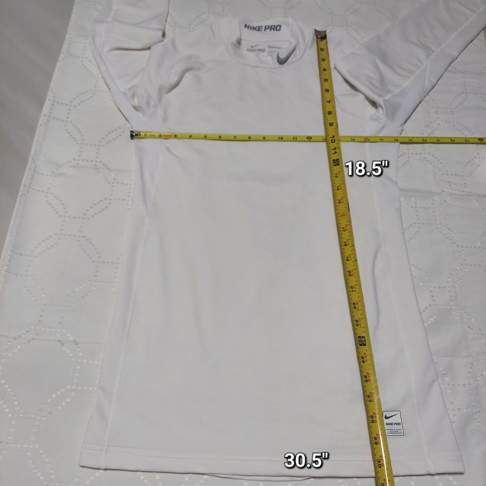 Nike Men's Pro Dri Fit Compression White Mock neck Long Sleeve Shirt ...