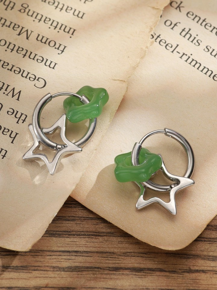 Sacina Y2k Crystal Star Earrings, Goth Emo Punk Grunge star crystal ...