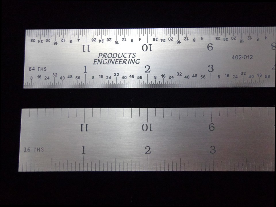 USA PEC 12" Rigid Stainless Steel 4R Machinist ruler/rule 1/64, 1/32, 1 ...
