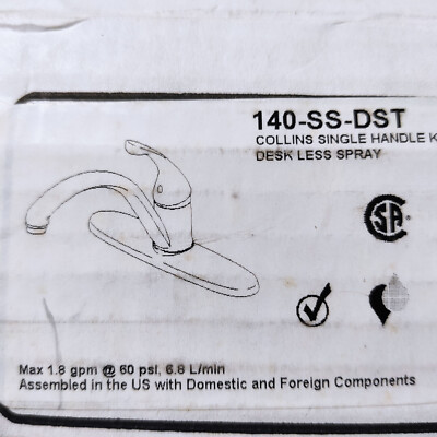 Delta 140-SS-DST Collins Single Handle Standard Kitchen Faucet ...