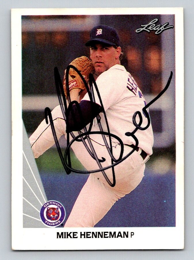 MIKE HENNEMAN 1990 Leaf Autographed MLB card TTM /IP signature | eBay