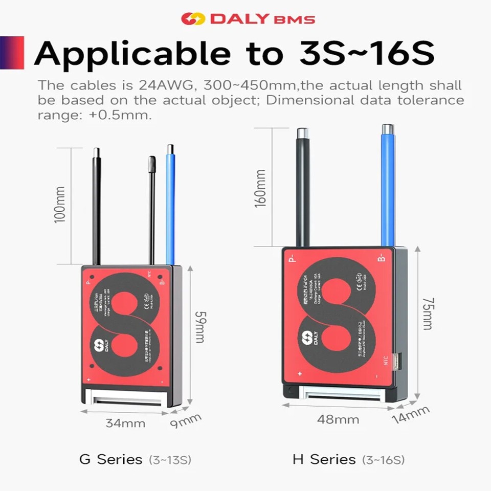Daly BMS 3S-16S 12V-48V 10A-60A Li-ion LiFePo4 Battery ProtectionBoard ...