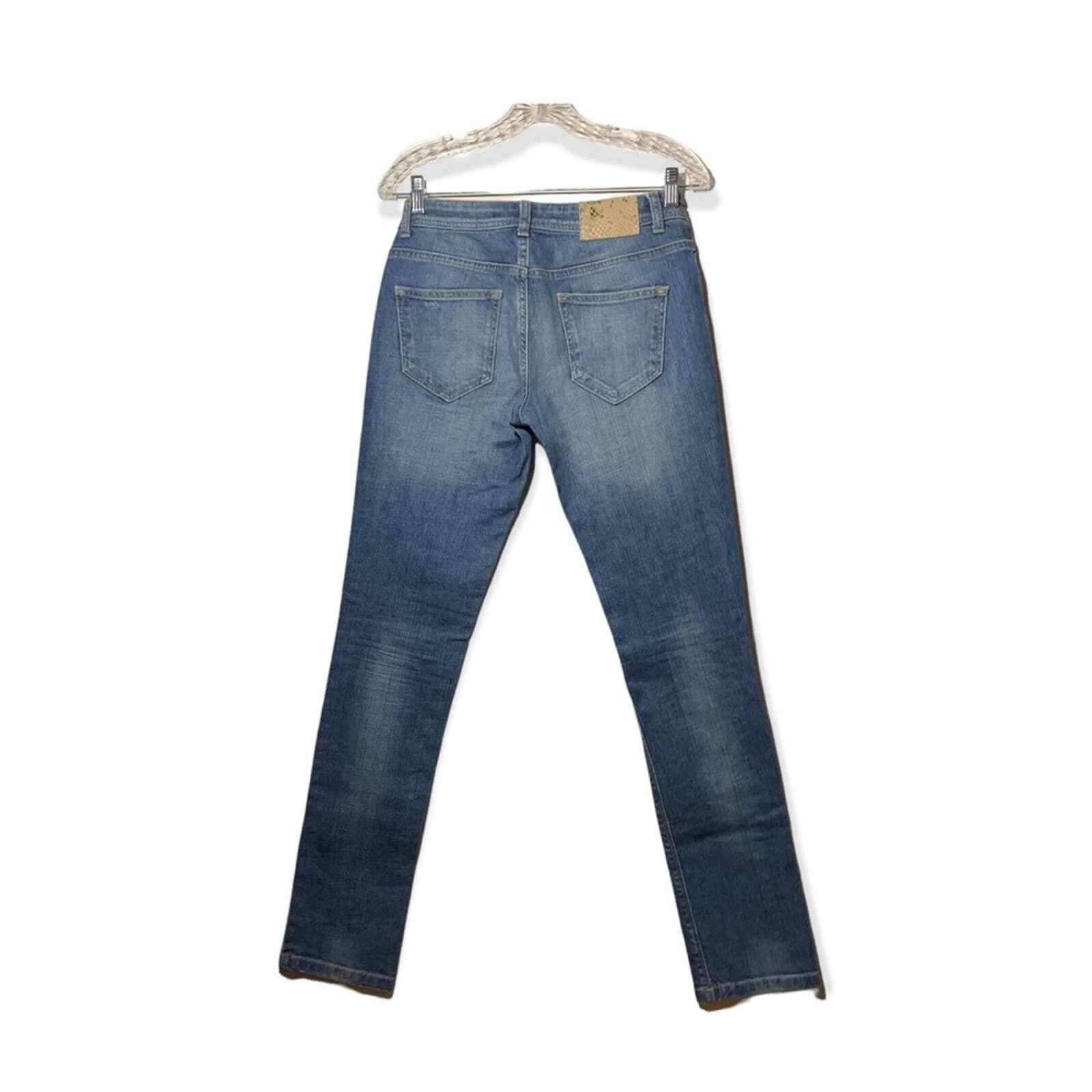 Zara Distressed Aged Denim Premium Jeans sz 6 - Gem