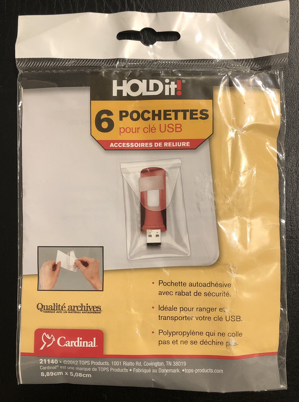 Cardinal HOLDit! USB Drive 6-Pk Self-Adhesive Pockets - Binder ...