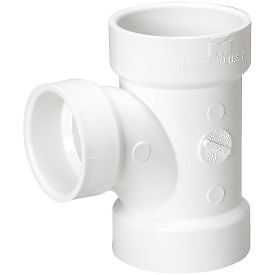 Mueller 05766 Reducing Sanitary Tee, 4 x 4 x 3 in, Hub, SCH 40/STD, PVC ...