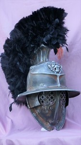 Life size Roman Hoplomachus Gladiator helmet armor crest Colosseum cold ...