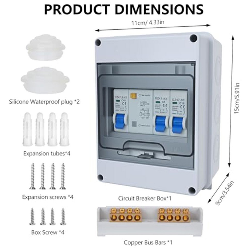 Outdoor IP65 Waterproof Distribution Box with 40A RCD and Two Circuit ...