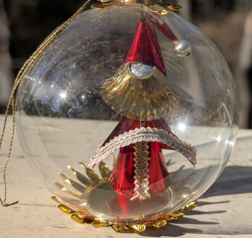 VTG RESL LENZ GLASS GERMAN XMAS ORNAMENT SANTA SPIN'G MERCURY GLASS ...