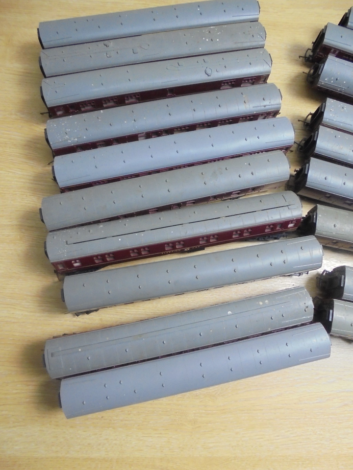 Job Lot of Triang Burgundy Model Train Carriages x 19 | eBay UK