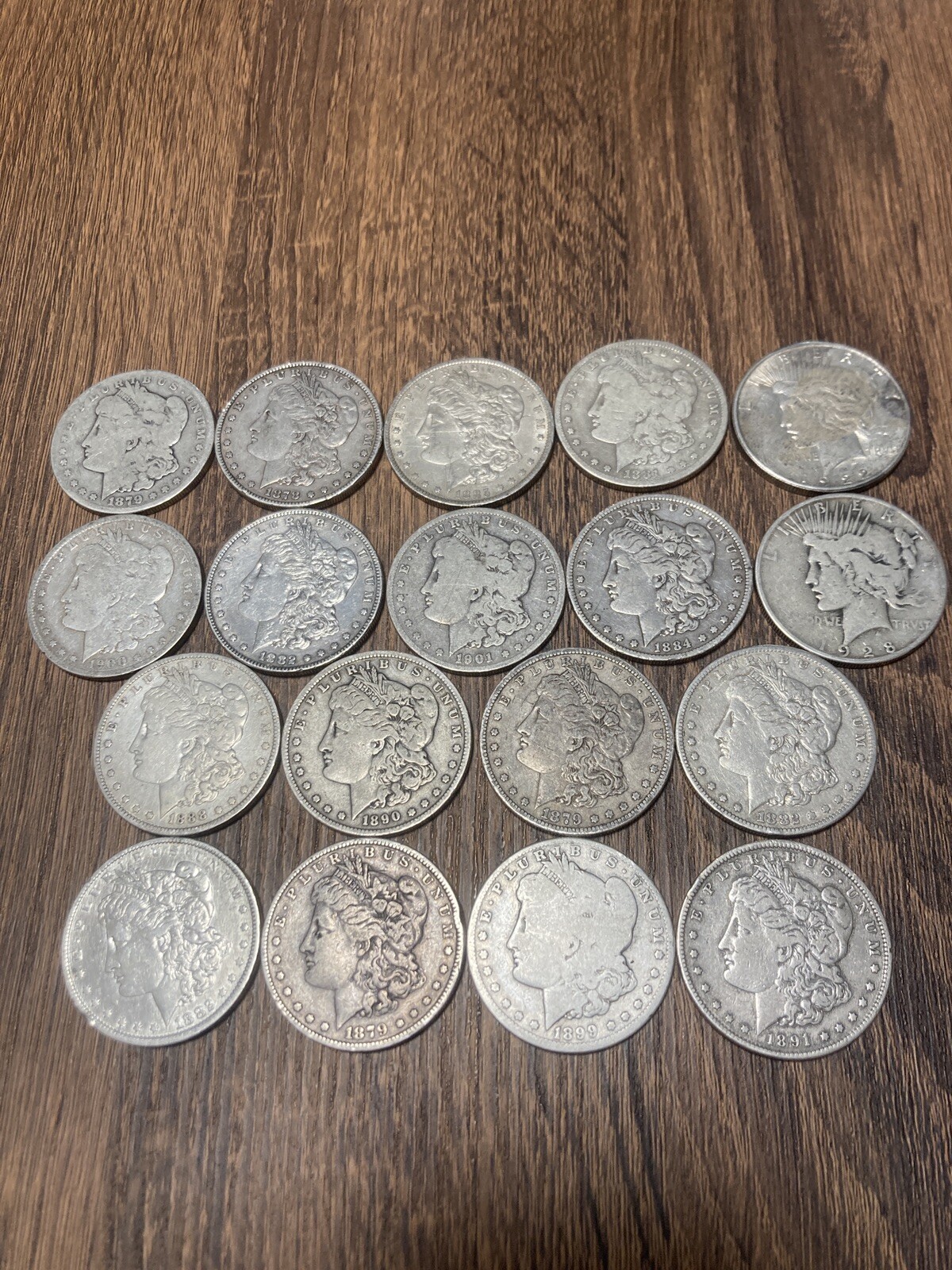 Morgan/Peace Silver Dollars Junk Silver (Lot, Tube, Roll of 18 Coins ...