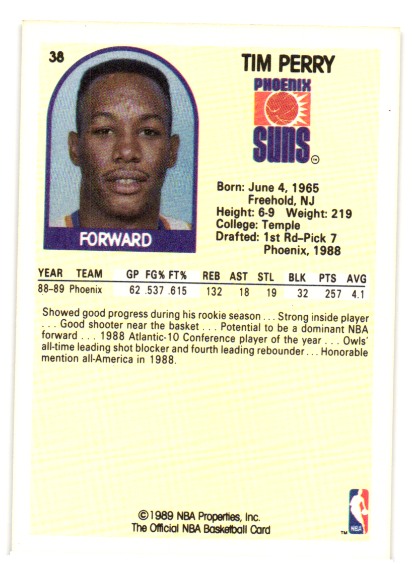 1989-90 NBA Hoops Basketball Card #38 Tim Perry Phoenix Suns c | eBay