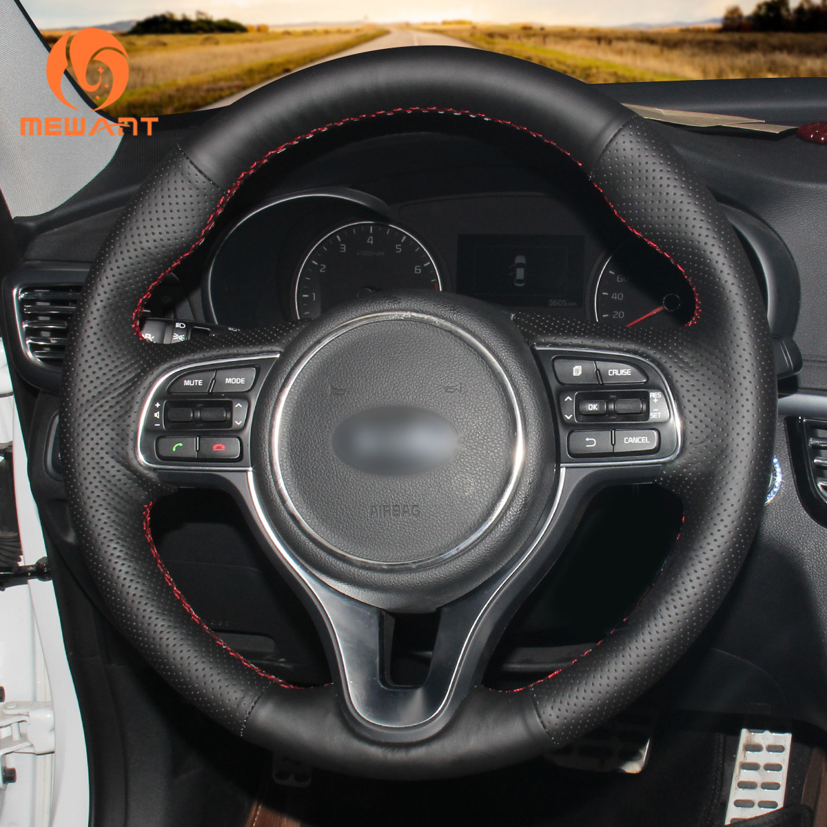 Black Artificial Leather Car Steering Wheel Cover for Kia Optima ...