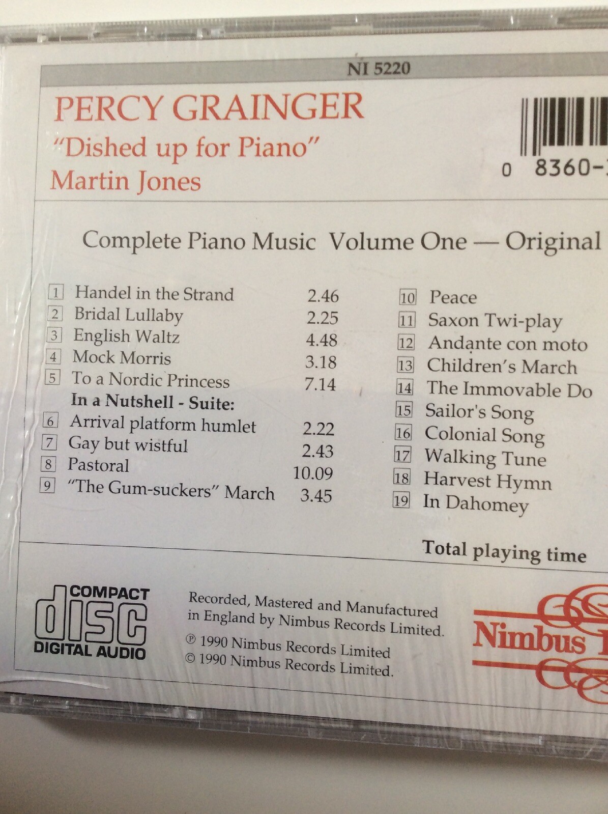 Percy Grainger Dished Up For Piano Vol 1 Martin Jones Nimbus Records CD ...