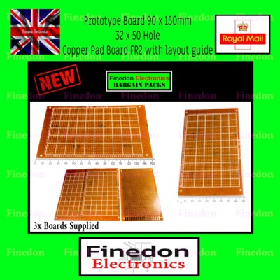 3pcs Prototype Board 90 x 150mm 32 x 50 hole copper pad board FR2 | eBay UK