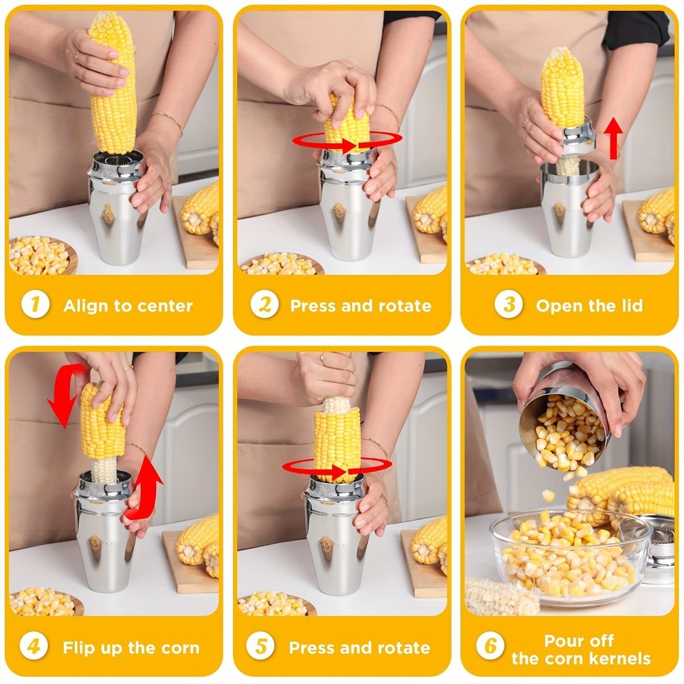 Corn Cutter Peeler with Cup Kitchen Utensils Steel Corn Stripping Tool ...