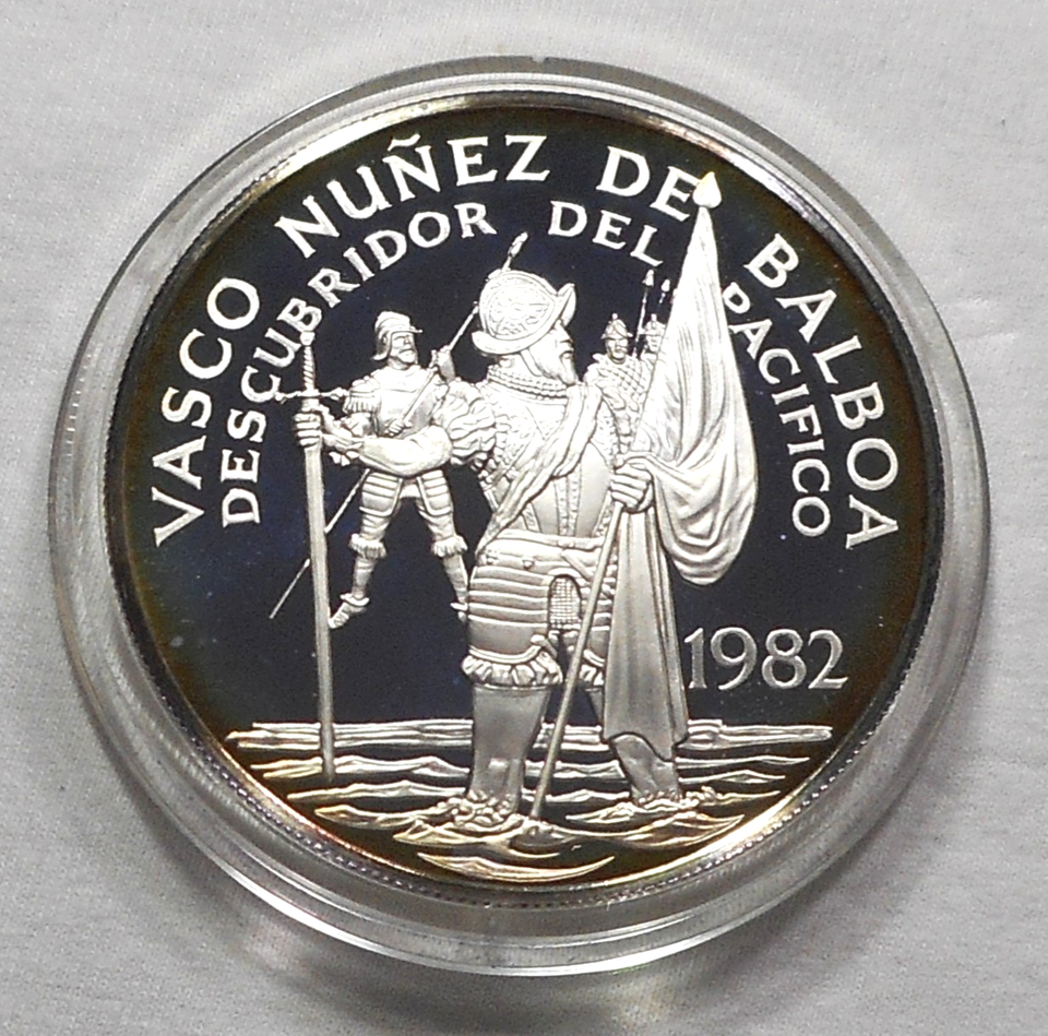 Nice 1982 Panama 20 Balboas .500 Silver Proof Coin - Vasco Nunez de ...