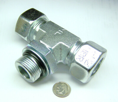 PARKER TEE22LM27X20R HYD NEW TEE METRIC TUBE 22L X 22L X MALE 27MM ISO ...