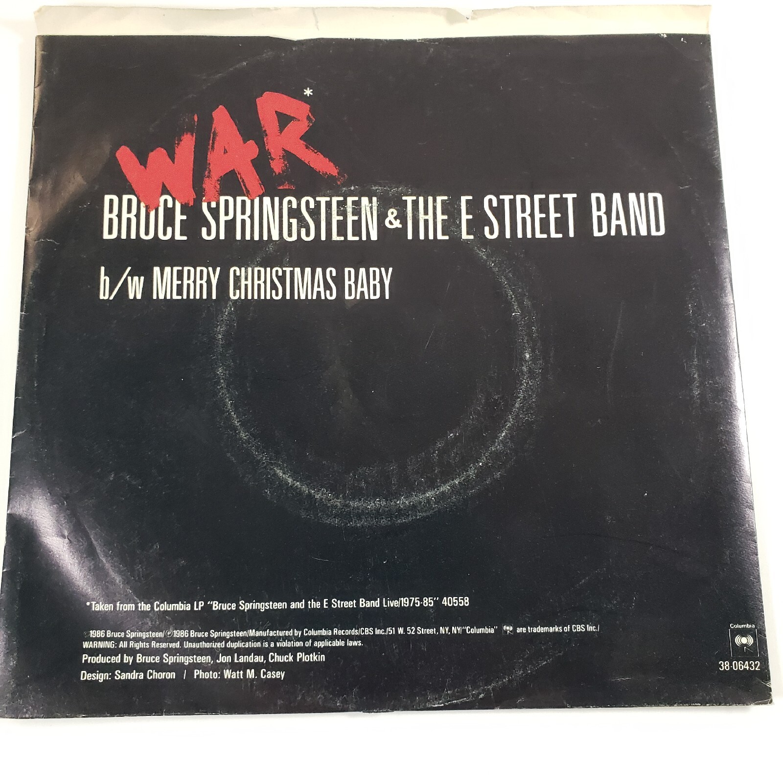 Bruce Springsteen "Merry Christmas Baby" "War" 45 Vg+ Tested Picture ...