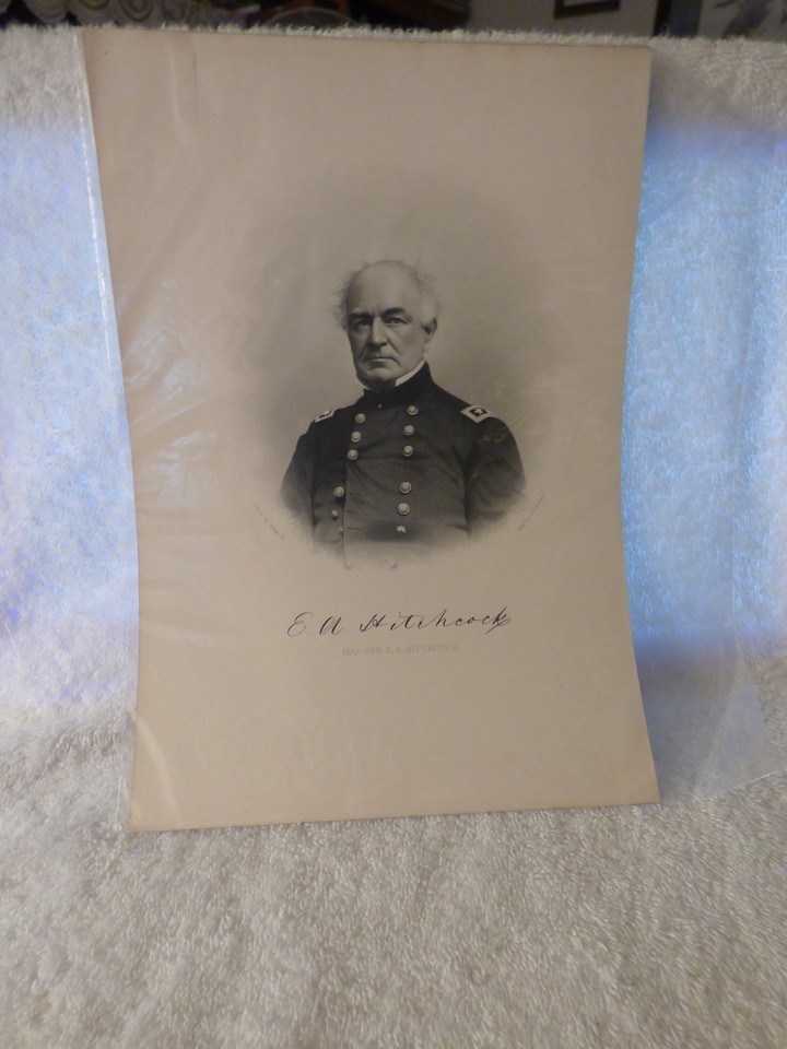 1870+ Antique Steel Engraving Civil War ARMY Major General Ethan Allen ...