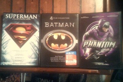 5-Film SUPERMAN, 4-Film BATMAN + THE PHANTOM (10-Film Superhero DVD ...