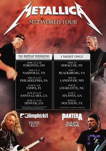 Metallica M72 2025 World Tour North America Poster | eBay