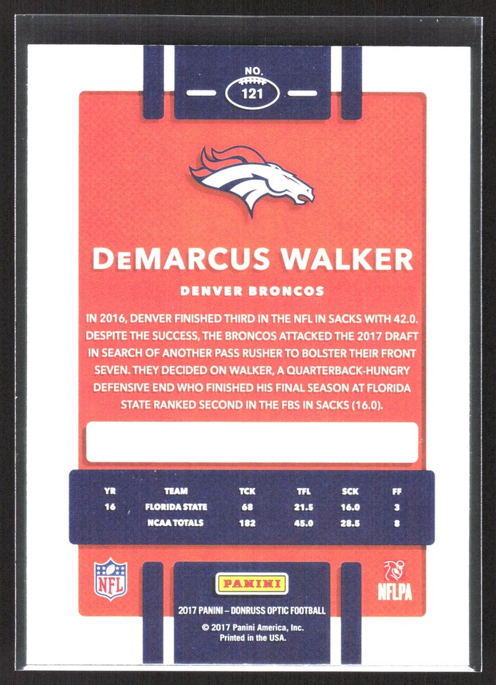 DeMarcus Walker 2017 Donruss Optic Rookie Card #121 | eBay
