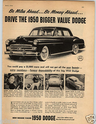 1950 PAPER AD Car Auto Dodge Full Size Doors GyroMatic Transmission Get ...