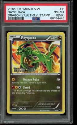 PSA 8 NM-MT Pokemon Rayquaza Dragon Vault Stamped #11 2012 | eBay
