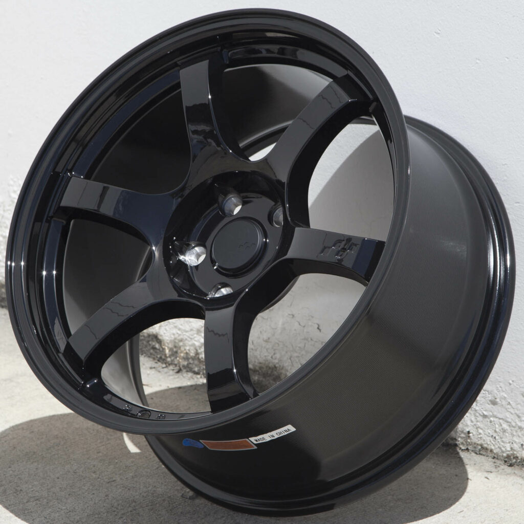 CIRCUIT CSF1 18x9.5 5x114.3 +25mm GLOSS BLACK 57DR SPUN FORGED WHEELS ...