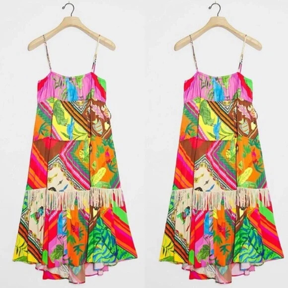 NWT Farm Rio Anthropologie Farm Rio Palila Fringed Dress Size XS | eBay