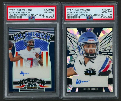 MALACHI NELSON RC AUTO 2022 LEAF VALIANT PSA 10 LOT OF 2 UTEP MINERS QB ...