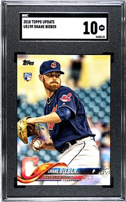 2018 Topps Update US198 Shane Bieber Rookie SGC 10 GEM MINT RC | eBay
