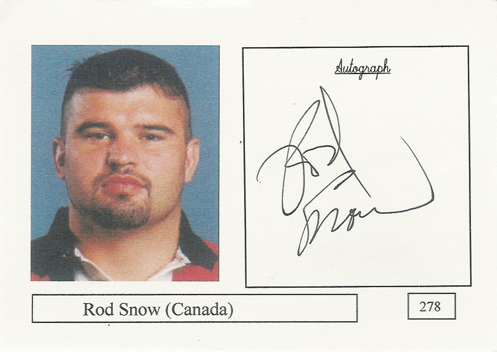 Rod Snow (Canada) RUGBY PLAYER SIGNED PHOTO CARD ORIGINAL AUTOGRAPH | eBay