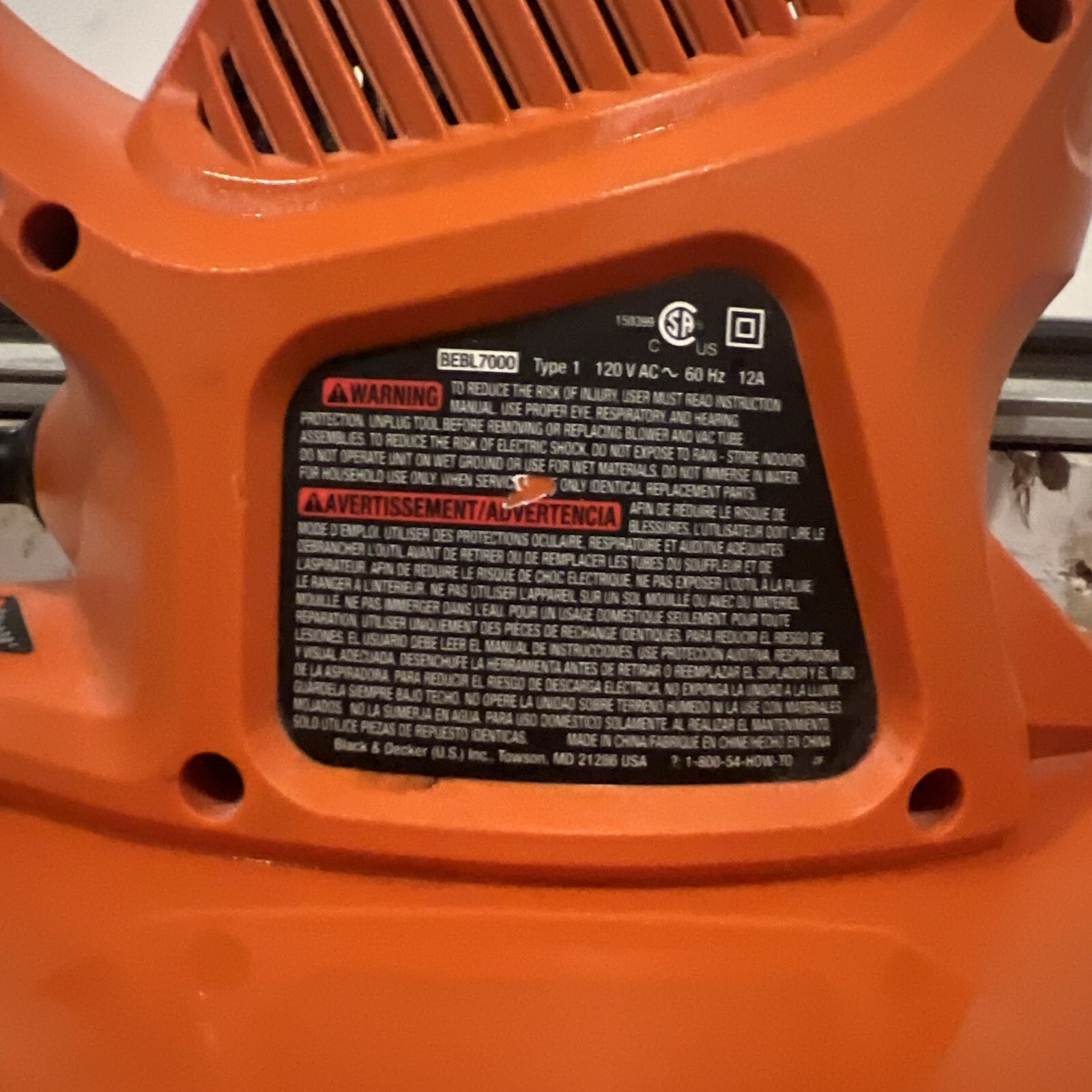 Black & Decker BEBL7000 VACPACK 120V/240V 3-in-1 Leaf Blower/Vacuum ...